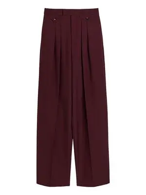 Chloé Pleated Straight-leg Wool Trousers - Purple