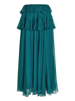 Chloé Silk Chiffon Maxi Skirt - Teal