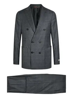 Canali Checked Wool Suit - Charcoal