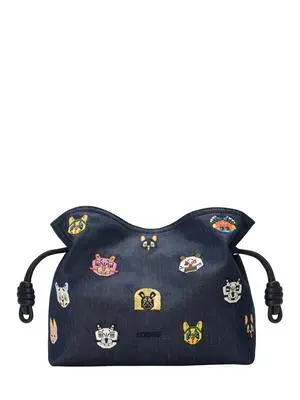 Loewe X Louis Wain Medium Denim Flamenco Clutch - Blue