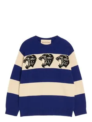 Valentino Garavani Virgin Wool Panther Sweater Blue