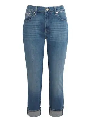 7 For All Mankind Relaxed Skinny Jeans With Cuffed Hem - Blue