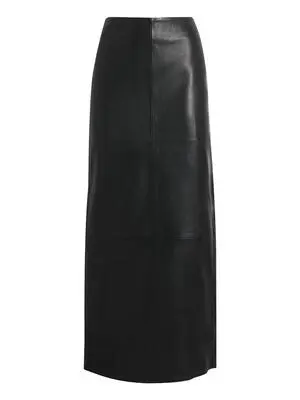 ST. AGNI Column Leather Maxi Skirt - Black