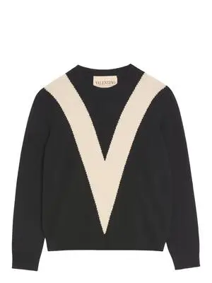 Valentino Garavani Virgin Wool V Logo Boxy Sweater - Black