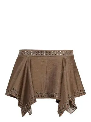 LUDOVIC DE SAINT SERNIN Eyelet Mini Skirt - Brown