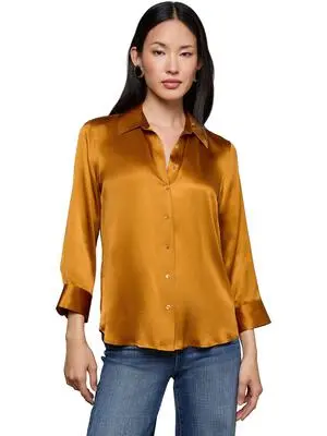L'Agence Dani Silk Blouse Top Dijon
