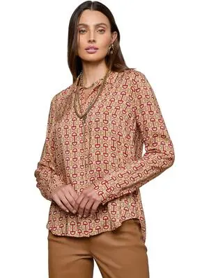 L'Agence Holly Printed Blouse - Multi Allover Horse Bit