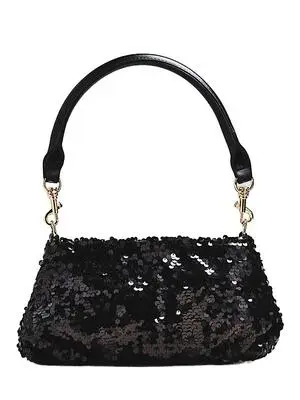 Anthropologie Sequined Pouch Shoulder Bag Black