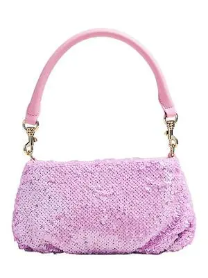 Anthropologie Sequined Pouch Shoulder Bag Lavender