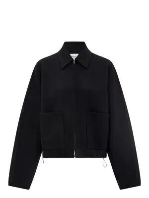 FERRAGAMO Zip-up Drawstring Bomber Jacket - Black