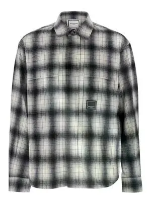 WOOYOUNGMI Logo-patch Check-pattern Shirt - Black
