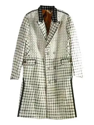 COMMUNS Double-breasted Checked Coat - White