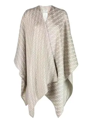 Fendi Ff-monogram Knitted Cape - Neutrals