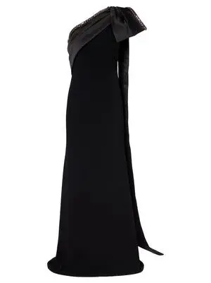 Roland Mouret Crystal-embellished Crêpe Satin Gown - Black