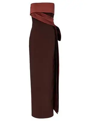 Roland Mouret Crêpe And Taffeta Bustier Gown - Brown