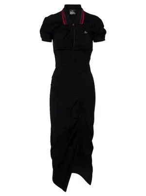 VIVIENNE WESTWOOD Ruched Cotton Midi Dress - Black