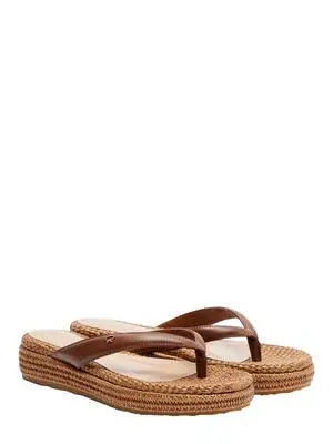 GIANVITO ROSSI Tahiti Leather Espadrille Sandals - Brown