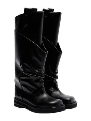 Attico Passeggiata Leather Combat Boots - Black