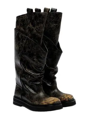 Attico Passeggiata Leather Combat Boots - Brown