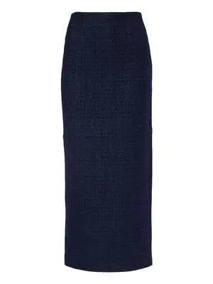 Roland Mouret Bouclé Midi Skirt - Blue
