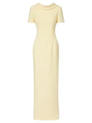 Roland Mouret Crêpe Gown With Concealed Back Zip And Vent - Yellow