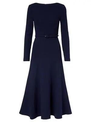 Roland Mouret Belted Wool Crêpe Midi Dress - Blue