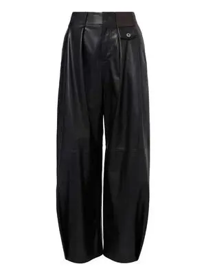 Loewe Leather Barrel-leg Trousers - Black