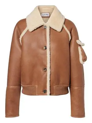 Loewe Shearling-trimmed Leather Blouson - Brown
