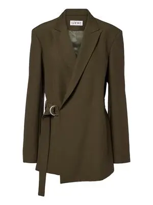 Loewe Belted Wool Blazer - Green
