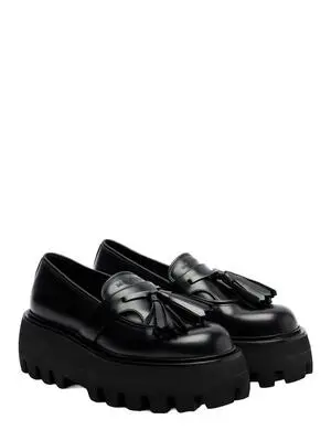 Alexander McQueen Leather Platform Loafers - Black