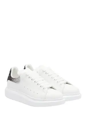 Alexander McQueen Oversized Embellished Leather Sneakers - White