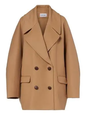 Loewe Oversized Wool Pea Coat - Beige