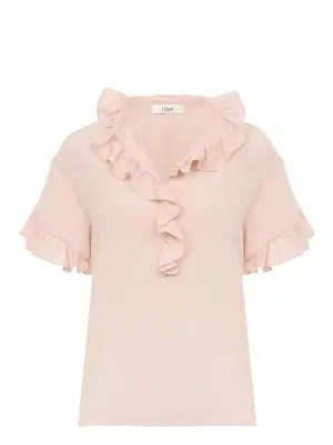 Chloé Short-sleeve Ruffle Top - Delicate Pink