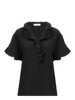 Chloé Short-sleeve Ruffle Top - Black