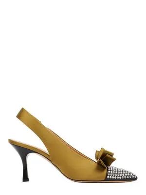 Chloé Alba Studded Slingback Pumps - Gold / Khaki