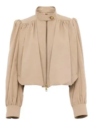 Chloé Gathered Canvas Jacket - Worn Brown