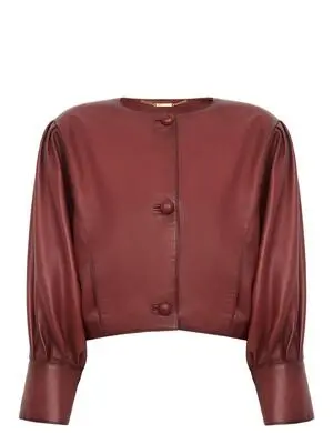 Chloé Cropped Leather Jacket - Burnt Henna