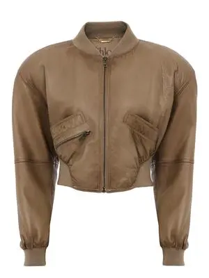 Chloé Cropped Leather Blouson - Baobab Brown