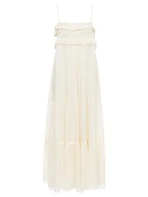 Chloé Sleeveless Long Dress In Charmeuse - Dusty White