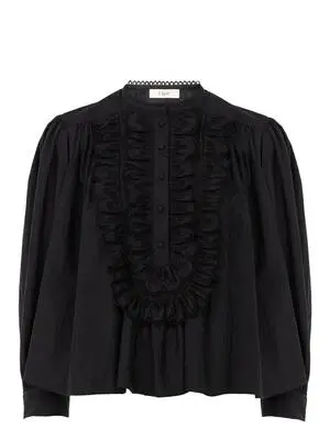 Chloé Ruffle-trimmed Technical Taffeta Top - Black