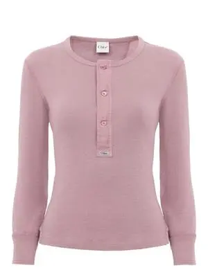 Chloé Fitted Henley Shirt - Blushy Purple