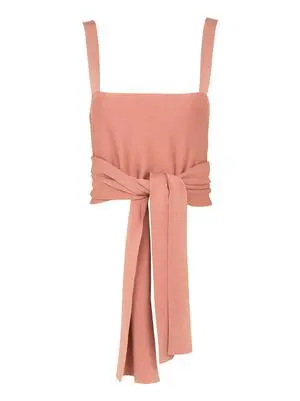 Chloé Cropped Front-tie Tank Top - Misty Coral