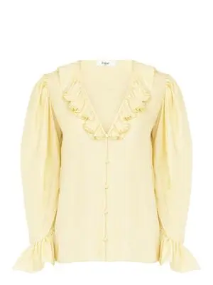 Chloé V-neck Ruffle Top - Powder Yellow