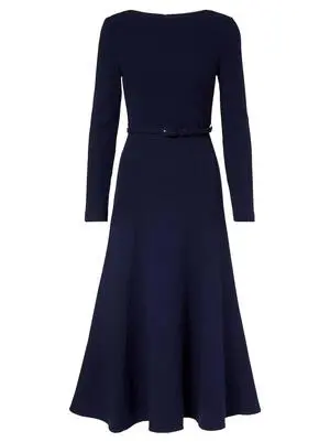 Roland Mouret Belted Wool Crepe Midi Dress - Blue