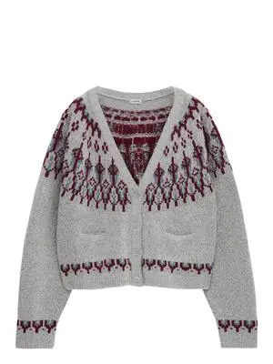 Loewe Wool-blend Fair Isle Cardigan - Grey
