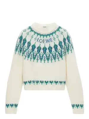 Loewe Sequinned Fair Isle Wool Blend Sweater - White