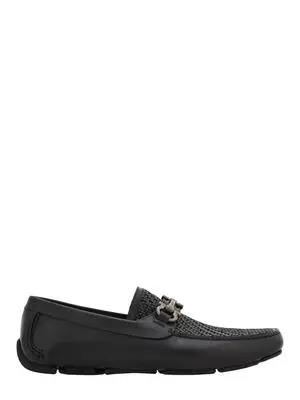 SALVATORE FERRAGAMO Woven Gancini Buckle Loafers