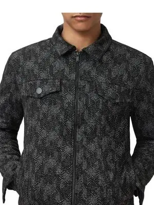 John Varvatos Hallet Jacquard Herringbone Trucker Jacket - Black
