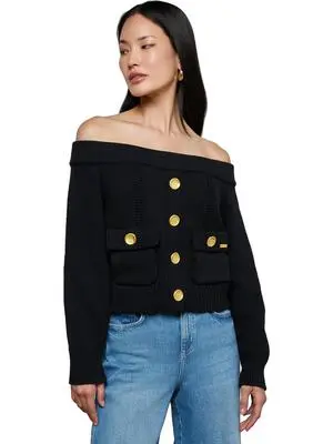L'Agence Teri Off-the-shoulder Top - Black/gold