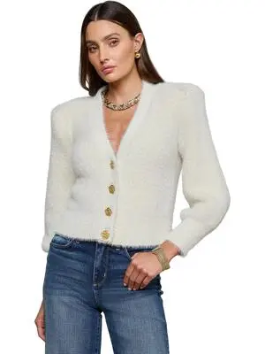 L'Agence Talulla Cardigan - Ivory Lurex/gold